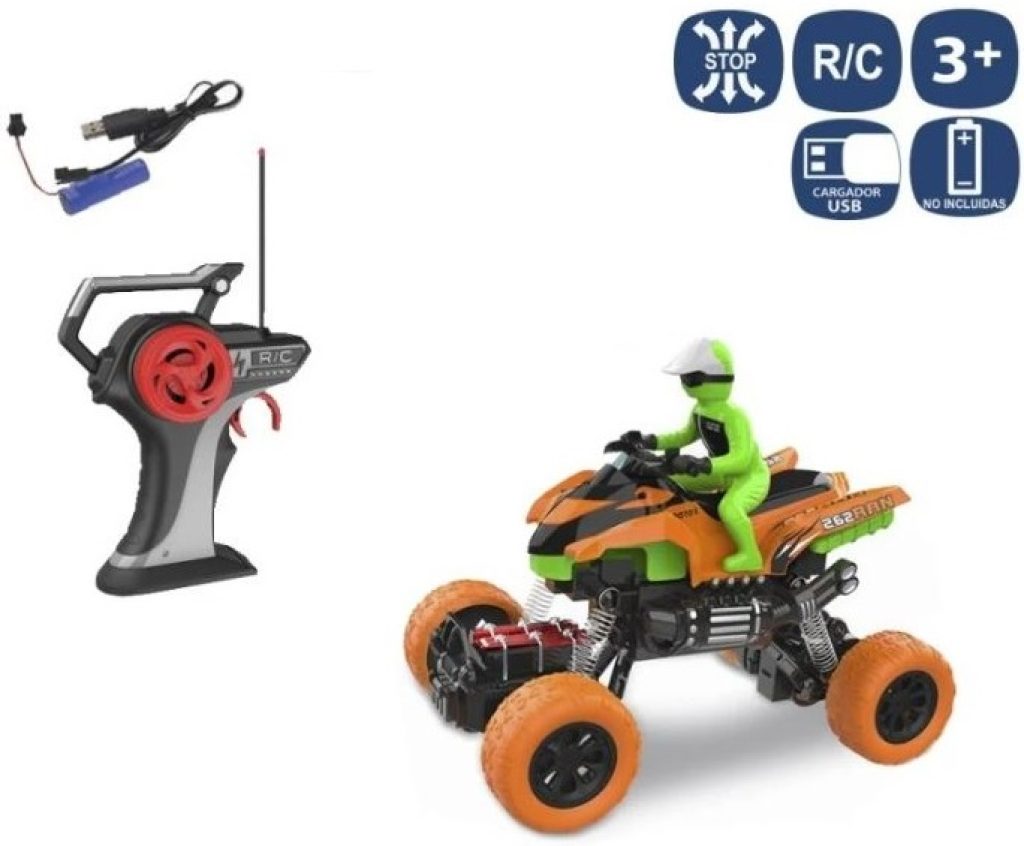 MOTO QUAD RC 20,50 CM AVEC PILOTE ET TELECOMMANDE PISTOLET - Toys ...